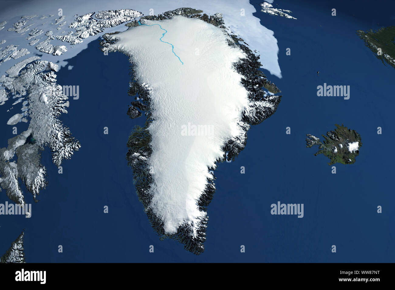 Greenland island from space. Elements of this image were furnished by ...