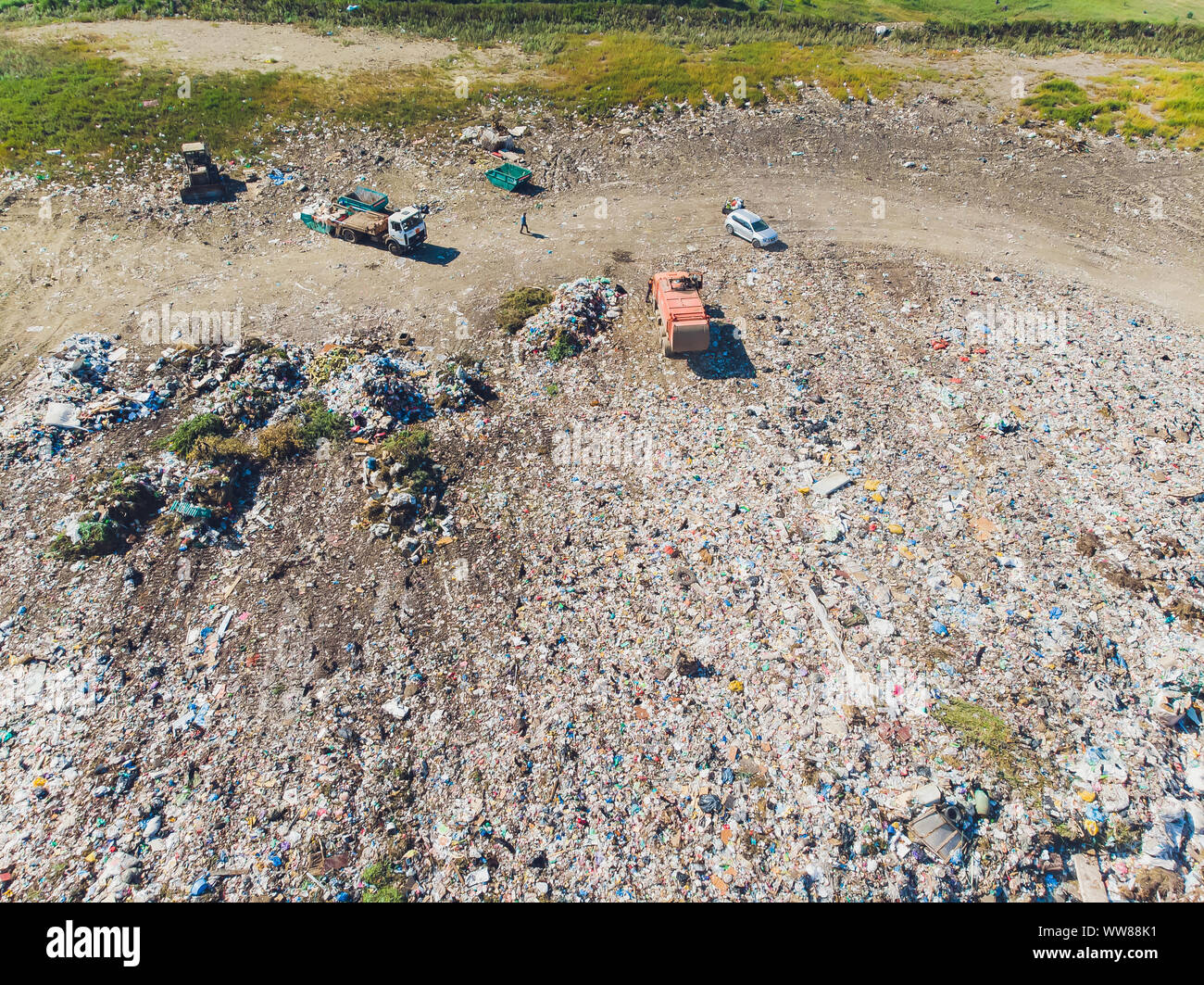 Mountain garbage, large garbage pile, degraded garbage. Pile of stink ...