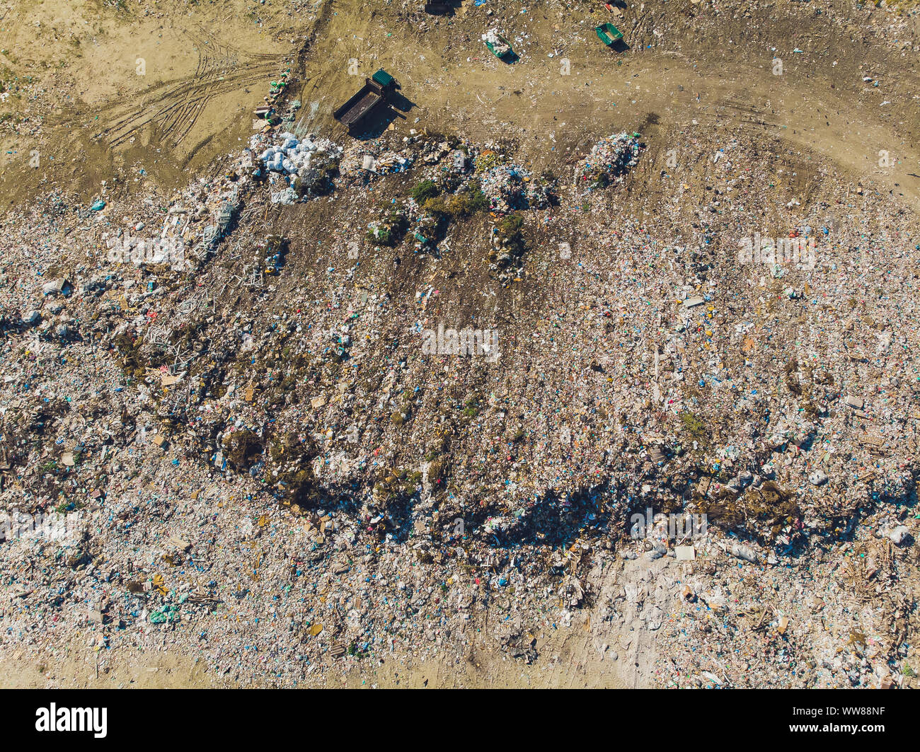 Mountain garbage, large garbage pile, degraded garbage. Pile of stink ...