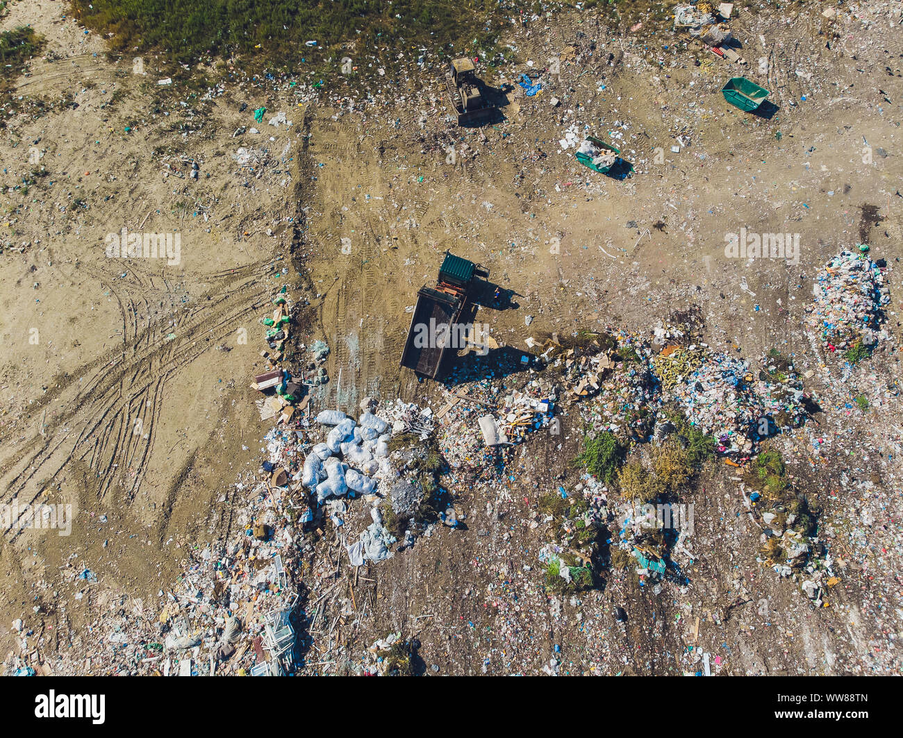 Mountain garbage, large garbage pile, degraded garbage. Pile of stink ...