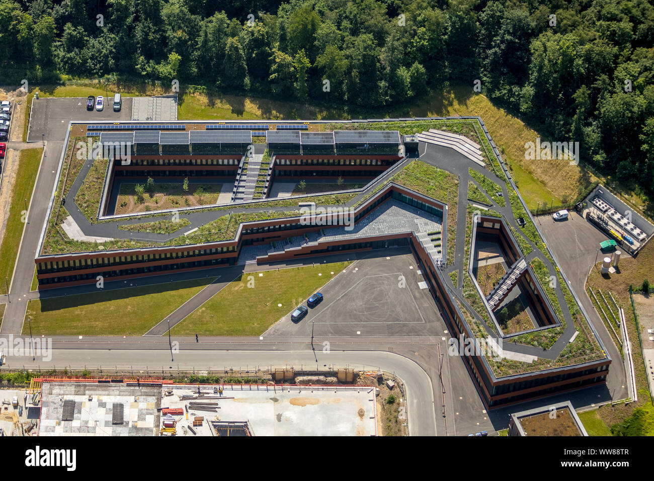 Aerial view, new building of the RAG Foundation at the coking plant ...