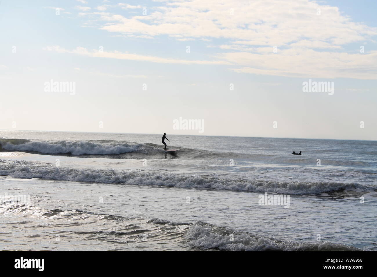 Surfers riding the waves Stock Photo - Alamy