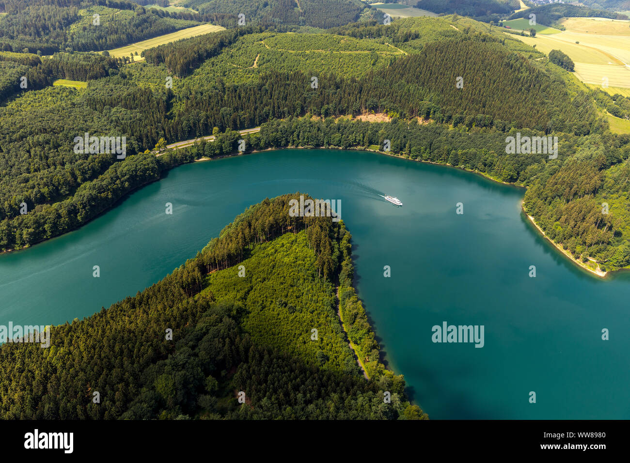 Aerial view, southern Hennesee, MS Hennesee, Meschede, Sauerland, North ...