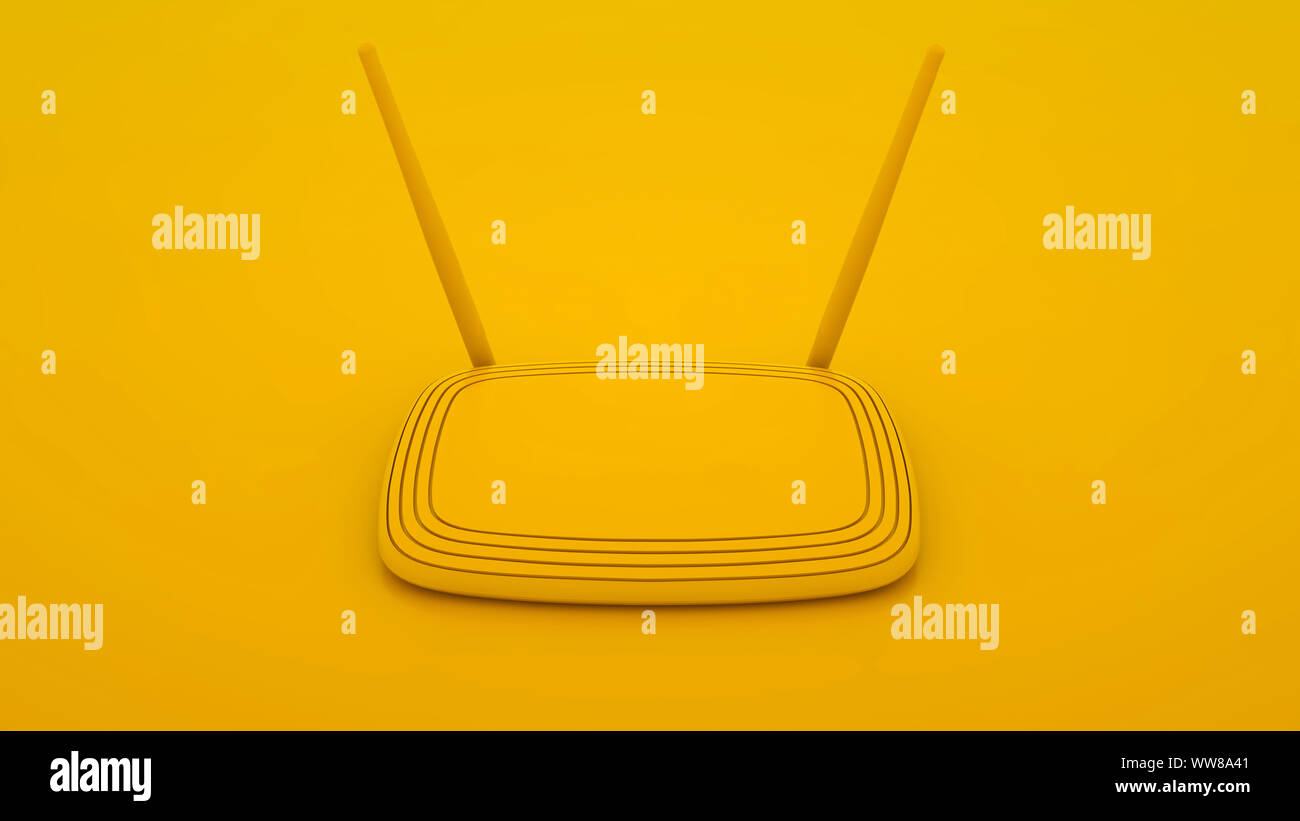 Wireless router isolated on yellow background. 3d illustration Stock ...