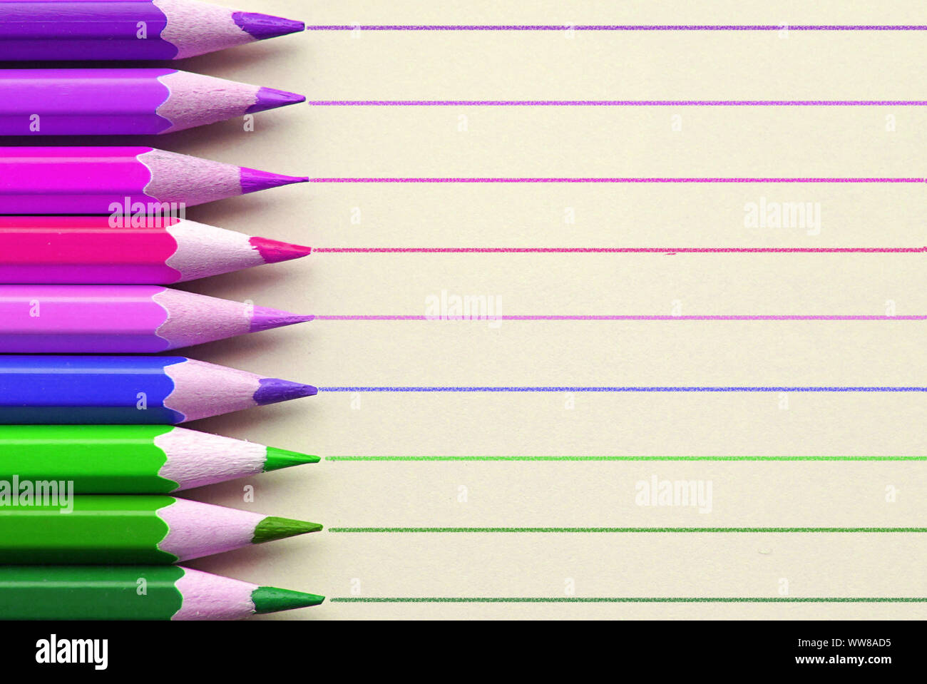Bright and sharp colorful pencils on background with straight lines ...