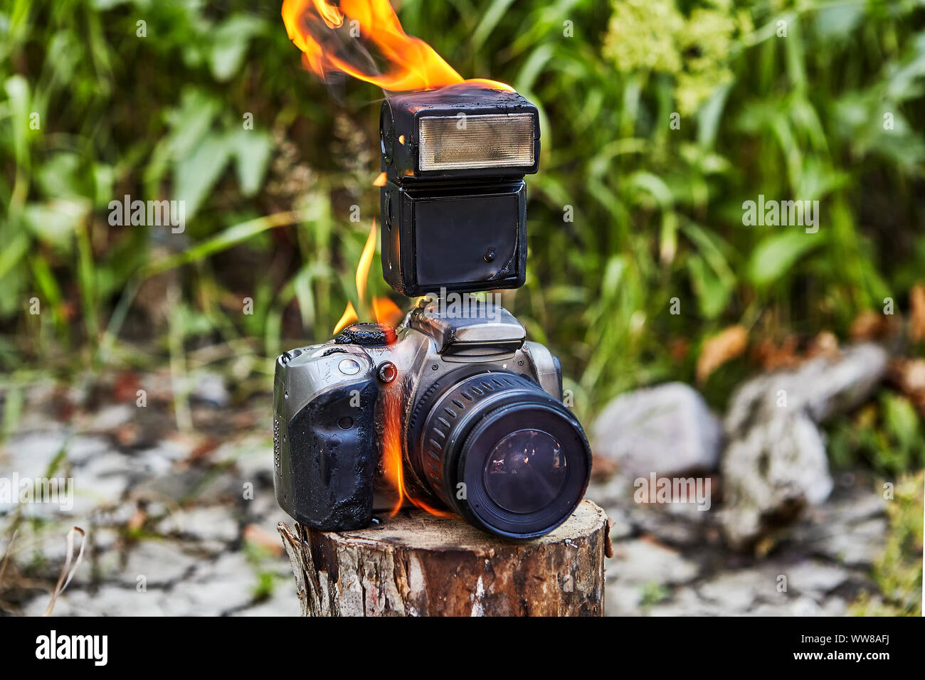 Wildfire destroyed the tourists camera. Tourists forgot a camera on a ...