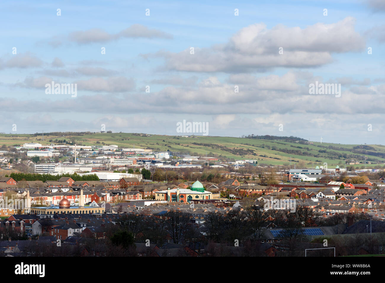 Aerial view of Blackburn city which is the north west of England Stock ...