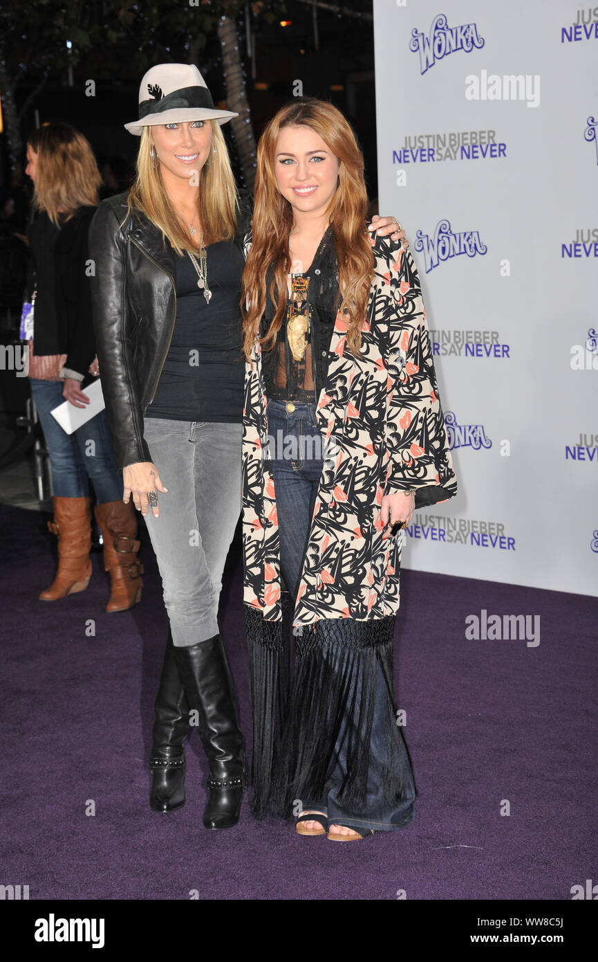 LOS ANGELES, CA. February 08, 2011: Miley Cyrus & mother Tish Cyrus at ...