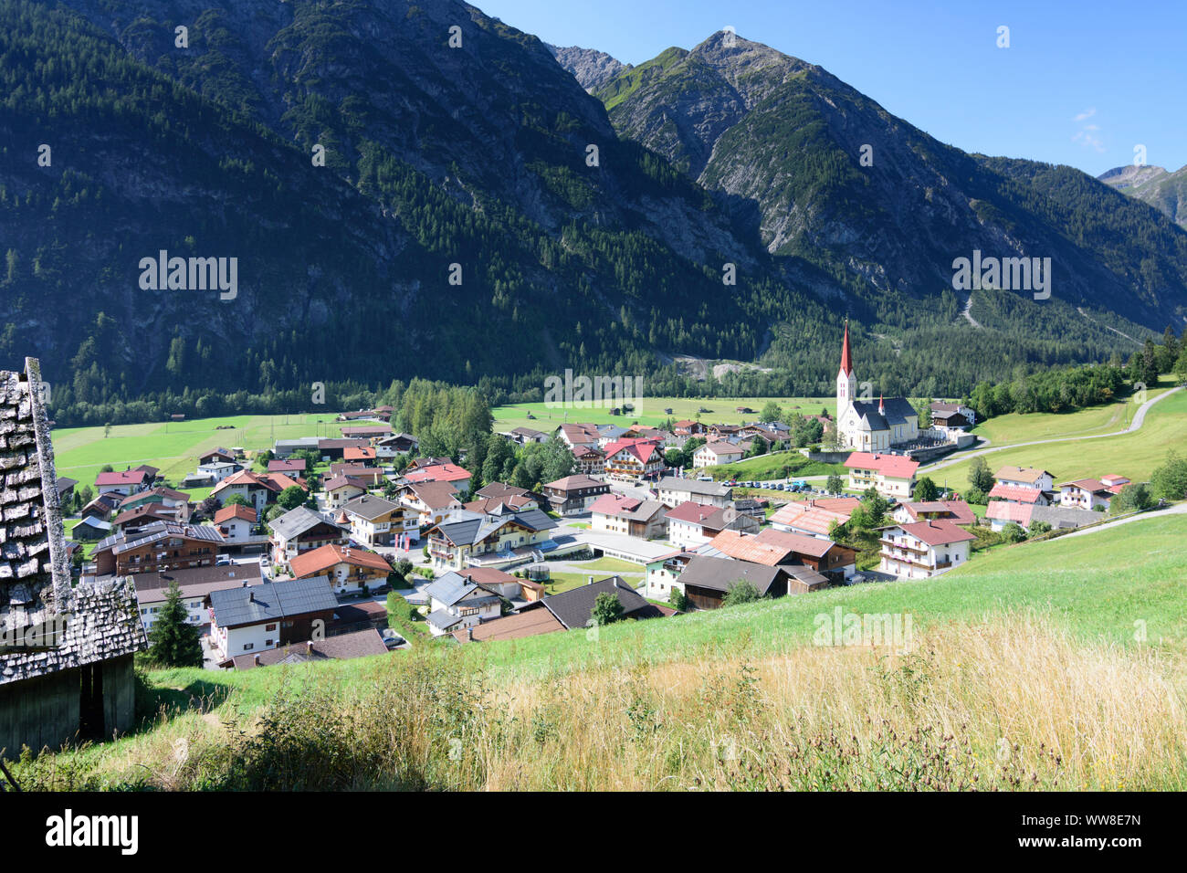 Holzgau, Lechtal (valley of river Lech) and village Holzgau, Lechtal ...