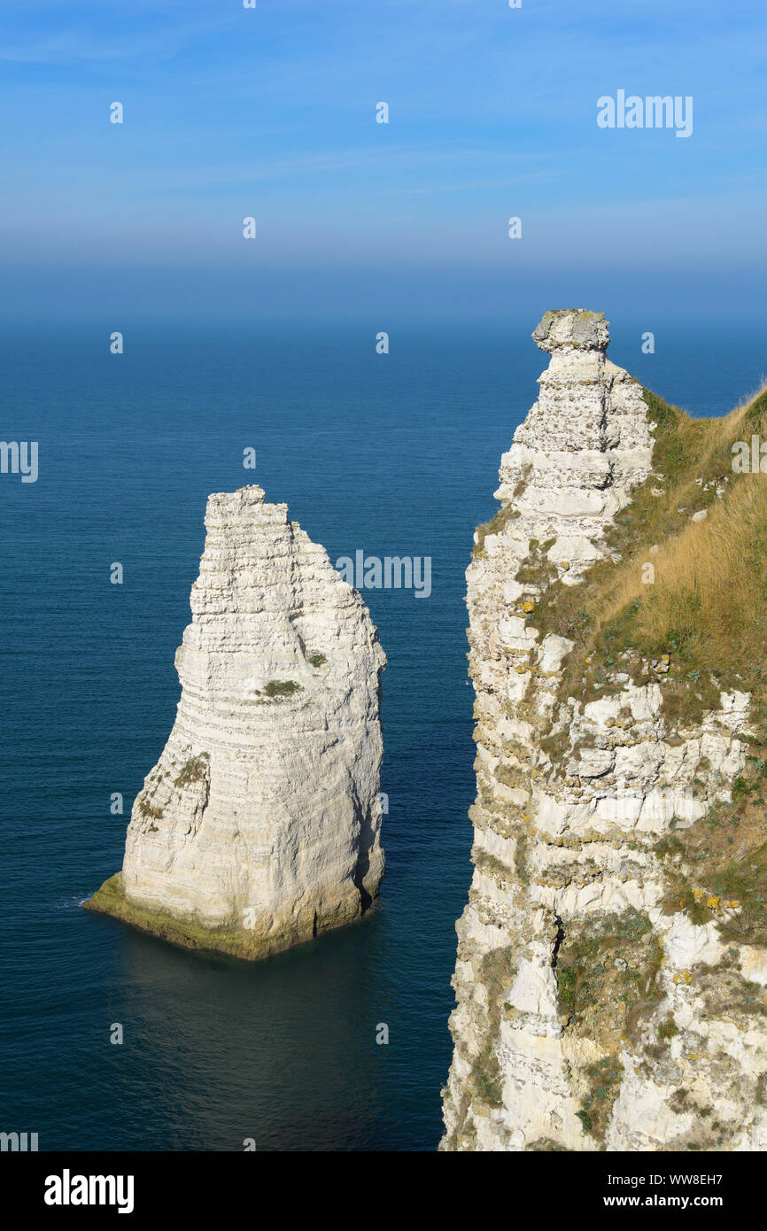 The needle limestone cliff, Etretat, Seine-Maritime Department ...