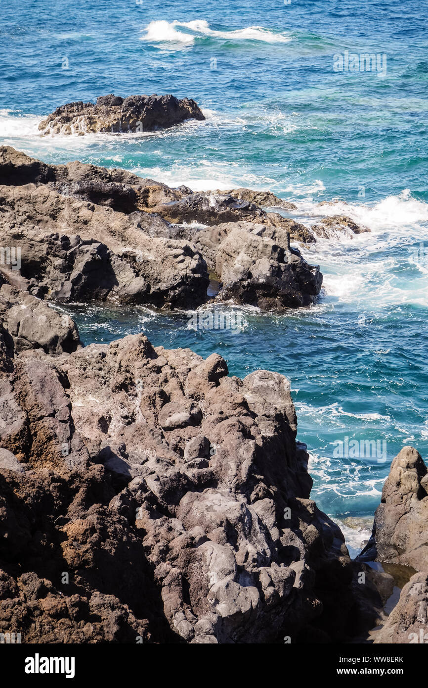Basalt in the ocean on the island of Lanzarote Stock Photo - Alamy
