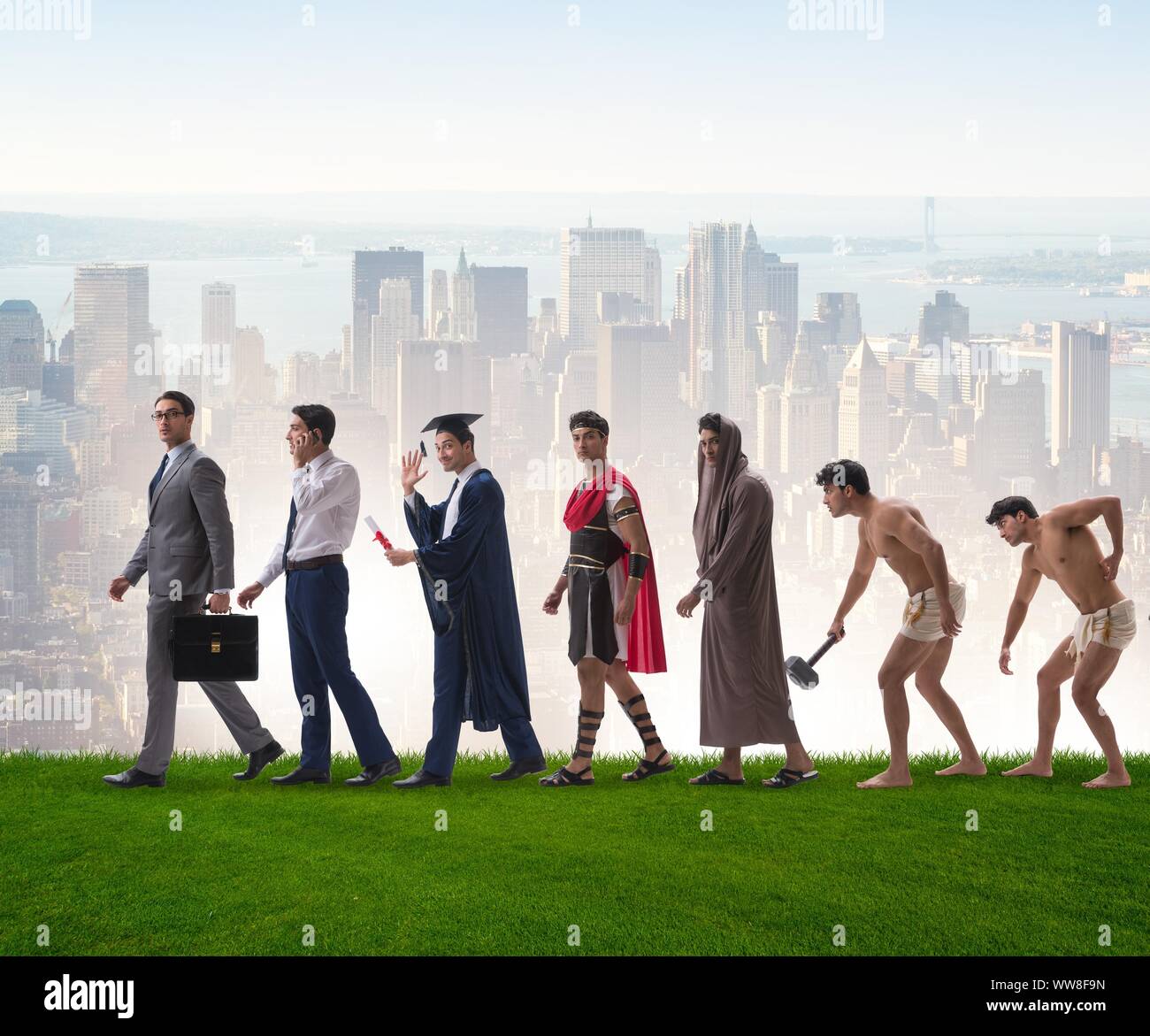 The progression of man mankind from ancient to modern Stock Photo - Alamy