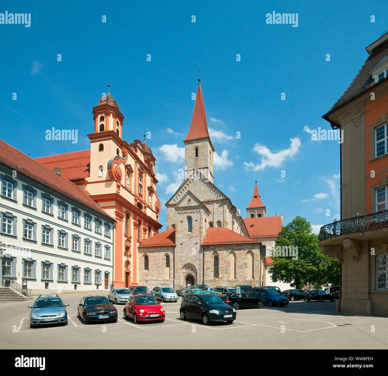 Germany, Baden-WÃ¼rttemberg, Ellwangen, from left to right former ...
