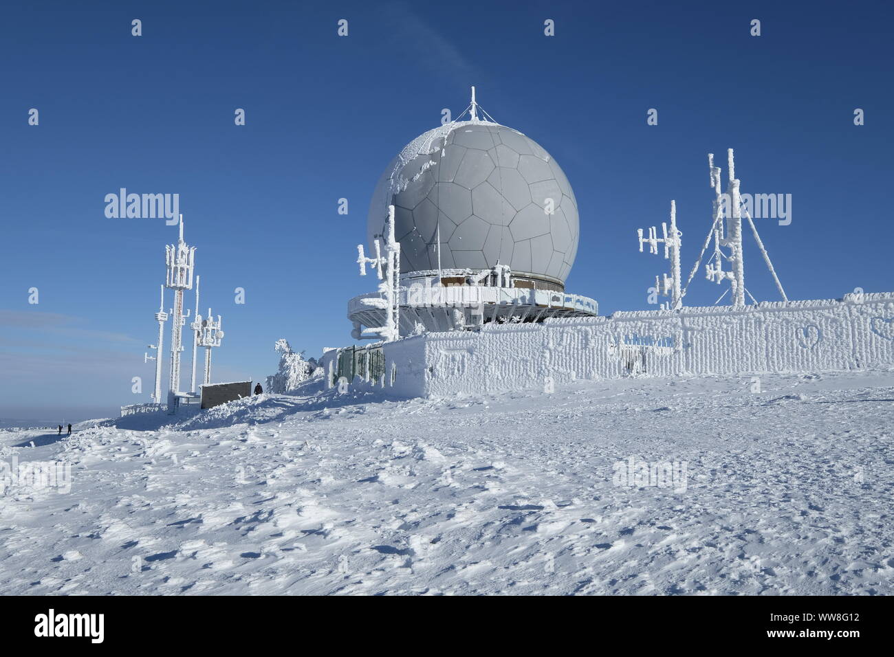The Wasserkuppe, the highest mountain of the RhÃ¶n in winter, Biosphere ...