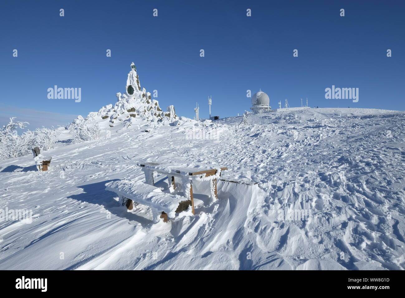 The Wasserkuppe, the highest mountain of the RhÃ¶n in winter, Biosphere ...