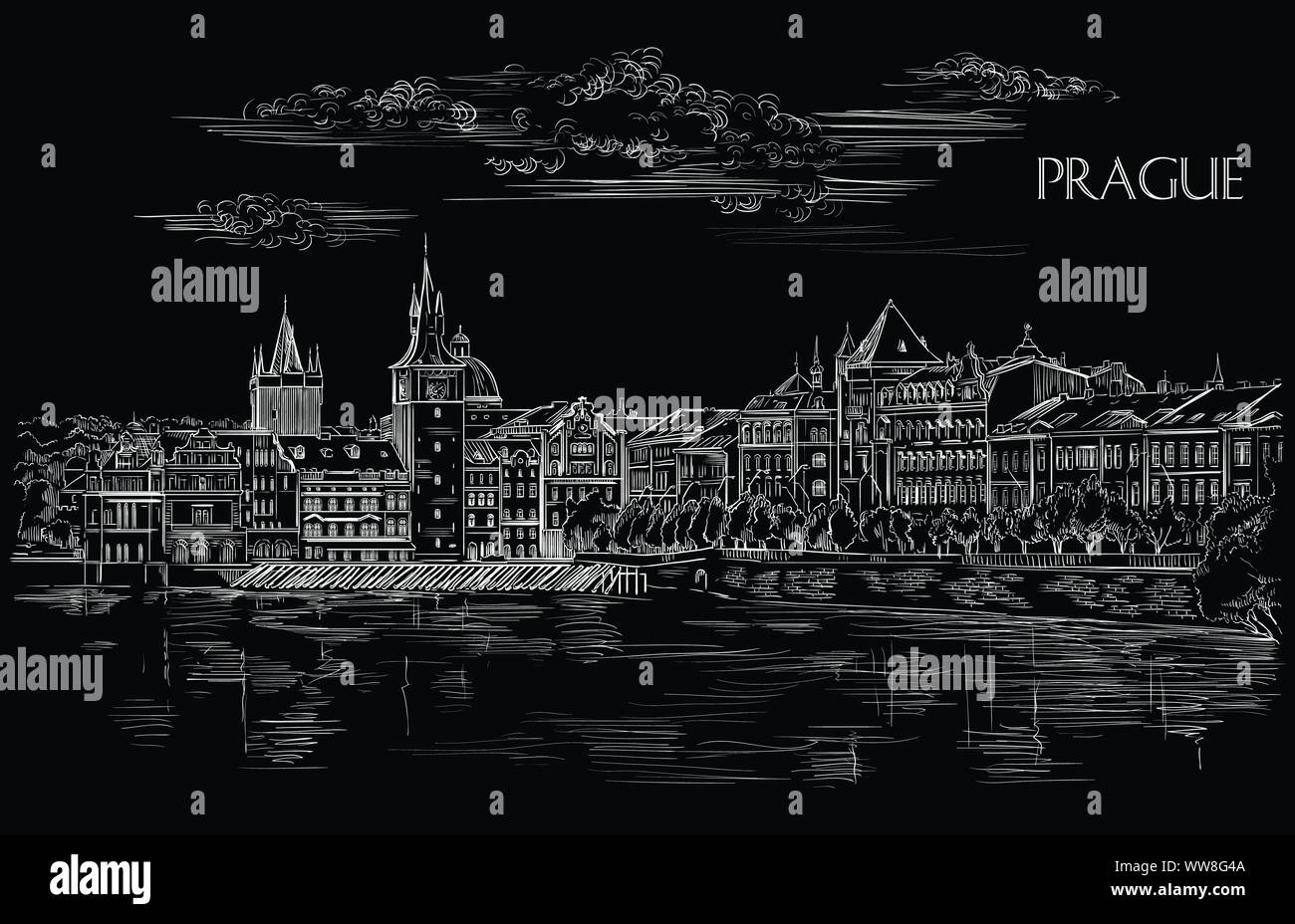 Prague Skyline Drawing High Resolution Stock Photography and Images - Alamy