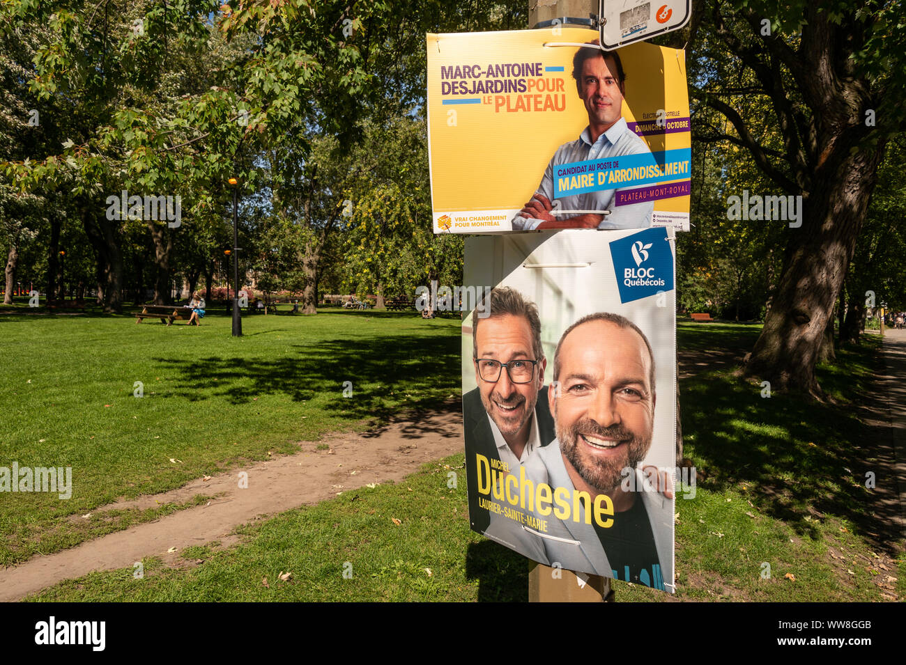 Montreal, CA - 13 September 2019: Election posters to the upcoming ...