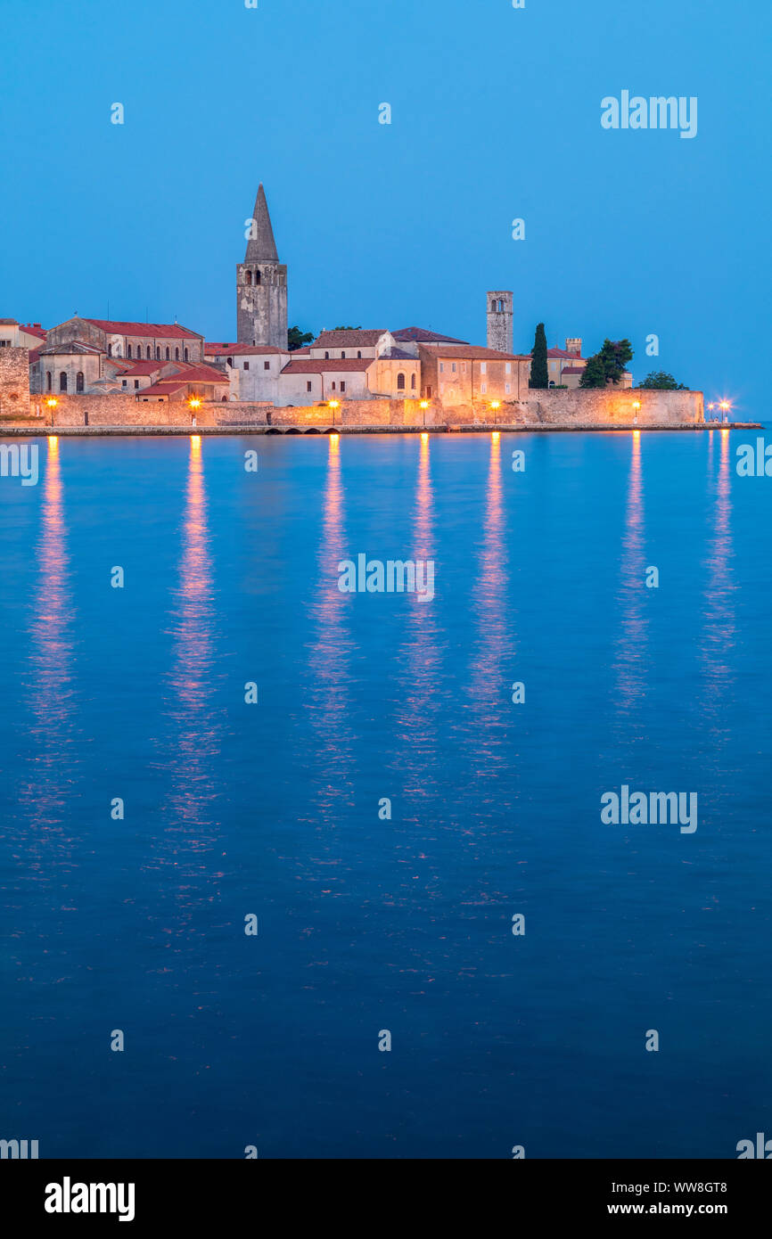 Porec, old town coast view with the Euphrasian basilica, Unesco world ...