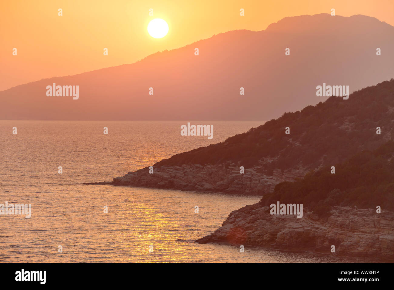 Sunset, 20kmsoutheast of Bodrum, Turkey Stock Photo - Alamy