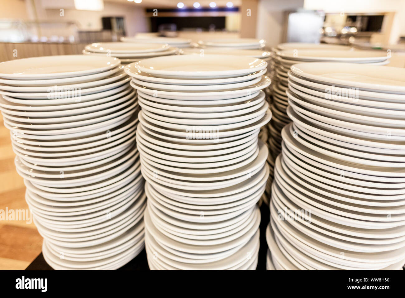 Stack of plates in restaurant, Turkey Stock Photo - Alamy