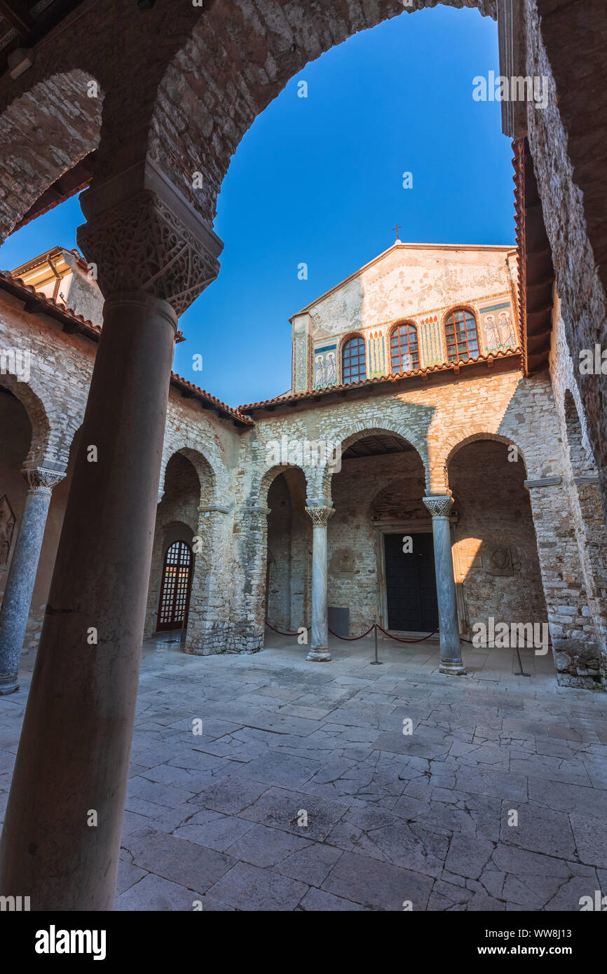 Porec, Parenzo, Euphrasian Basilica, arcades and tower view, unesco ...