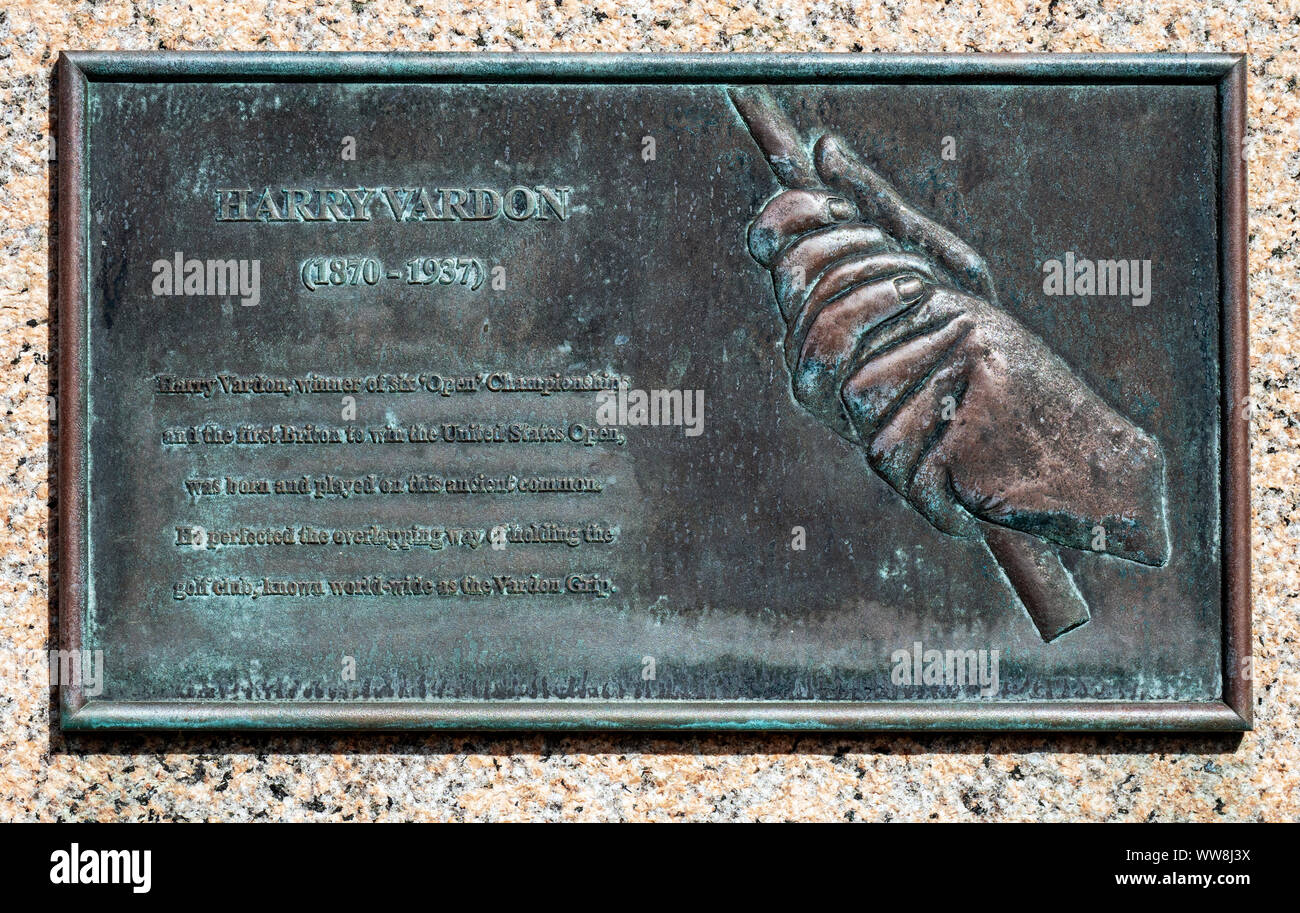 A plaque by the statue of Harry Vardon, Jersey, demonstrating the ...