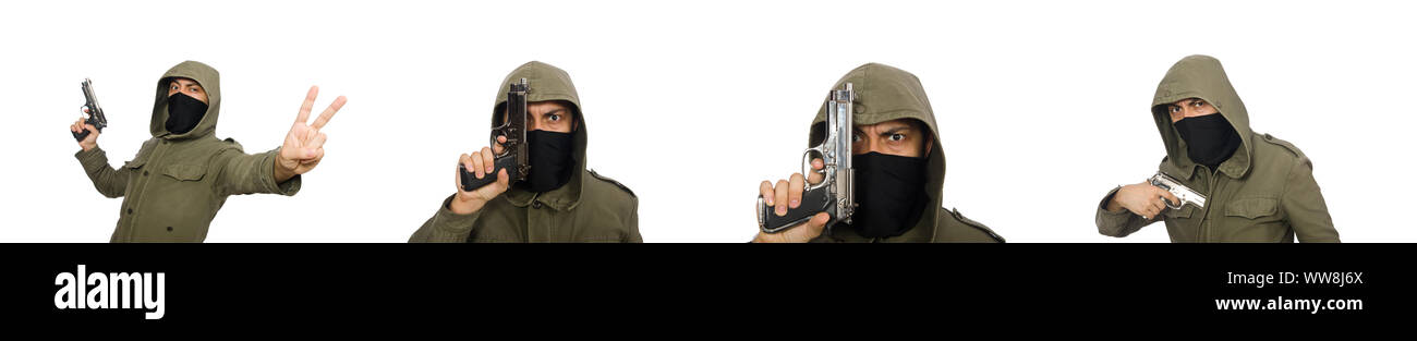 Masked man in criminal concept on white Stock Photo - Alamy