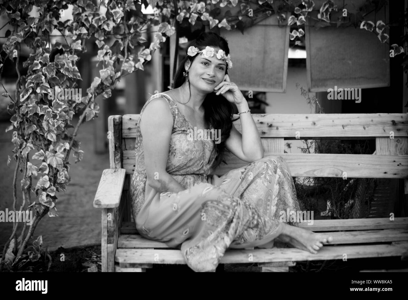 Lady in light dress Black and White Stock Photos & Images - Alamy