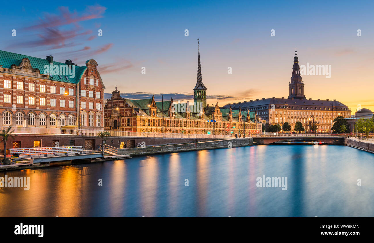 Night skyline panorama of Copenhagen, Denmark Stock Photo - Alamy