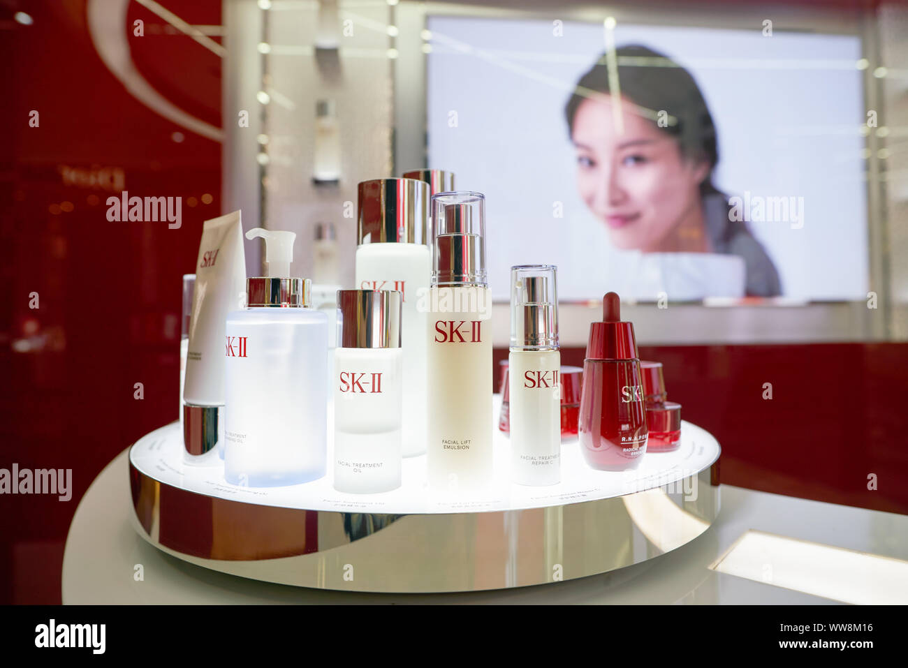 SINGAPORE - CIRCA APRIL, 2019: SK-II cosmetics products on display at ...