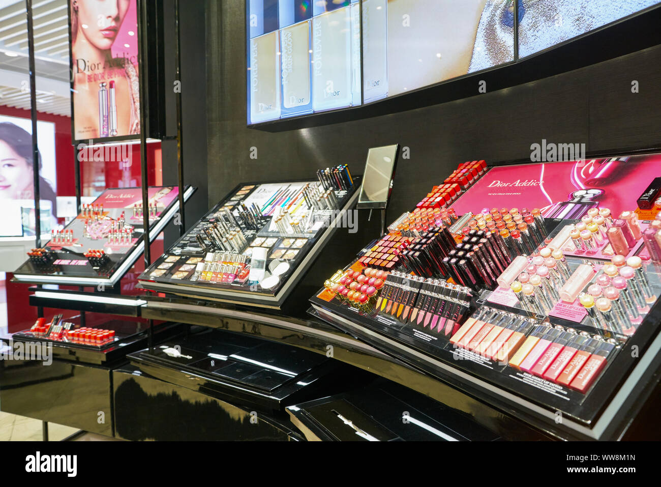SINGAPORE - CIRCA APRIL, 2019: Dior cosmetics products on display at ...