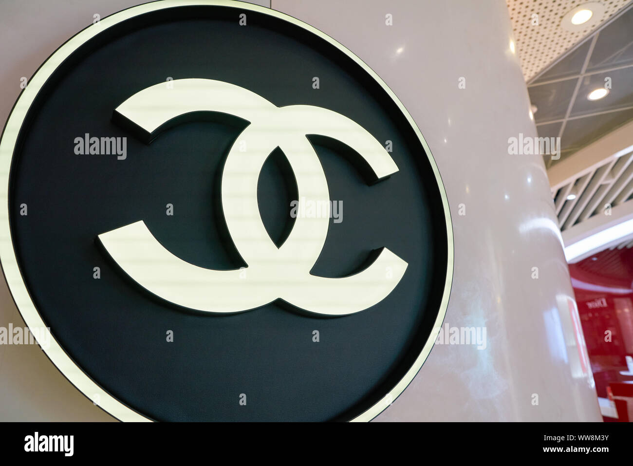 SINGAPORE - CIRCA APRIL, 2019: close up shot of Chanel sign seen at ...