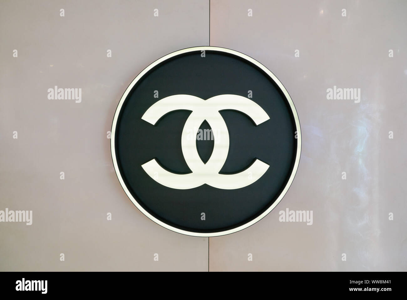 SINGAPORE - CIRCA APRIL, 2019: close up shot of Chanel sign seen at ...