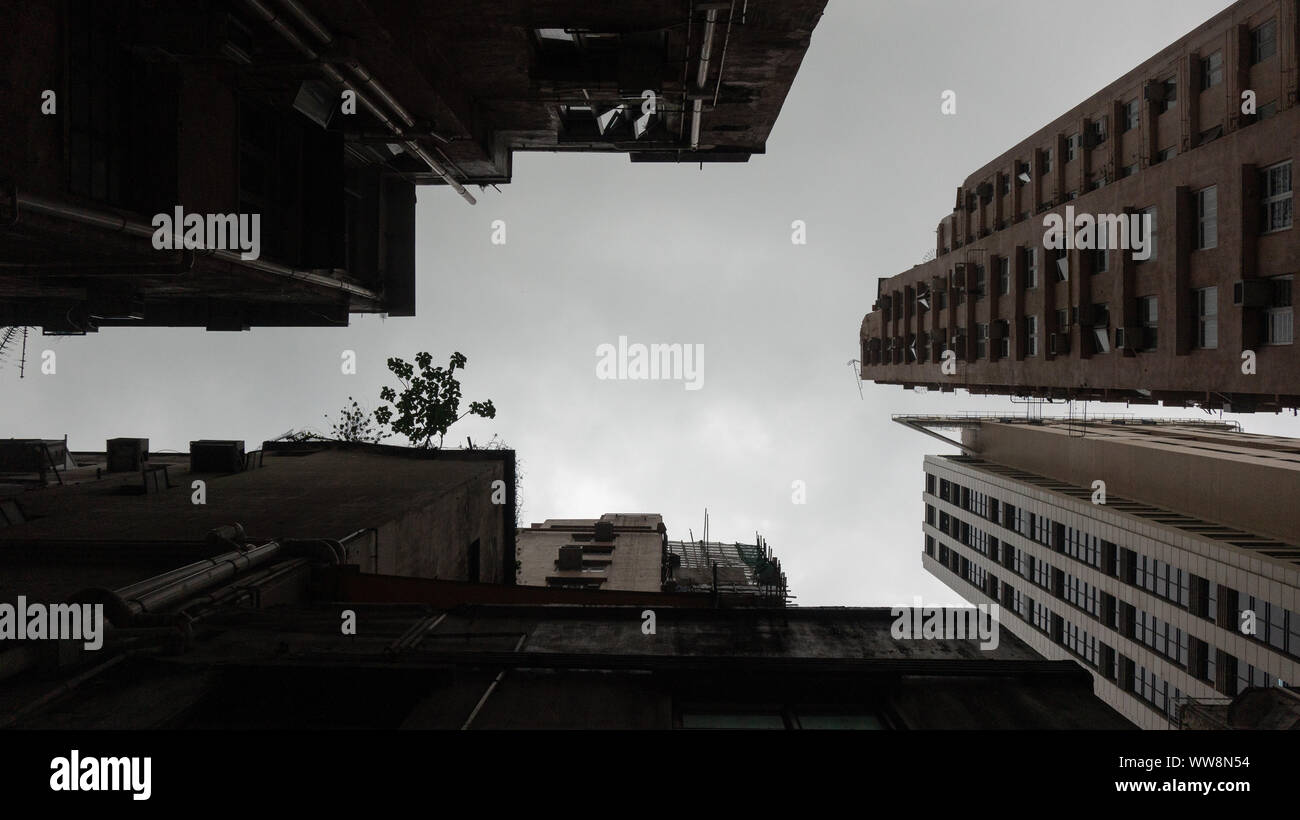 Vertical perspective of Hong Kong buildings Stock Photo - Alamy