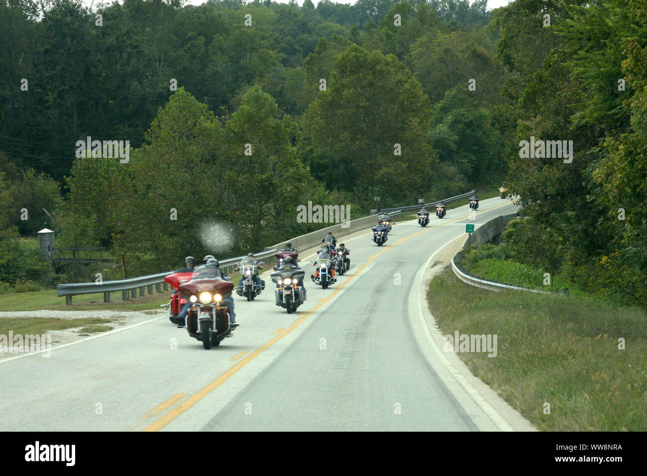 Large group of motorcycles on the road in Virginia, USA Stock Photo - Alamy
