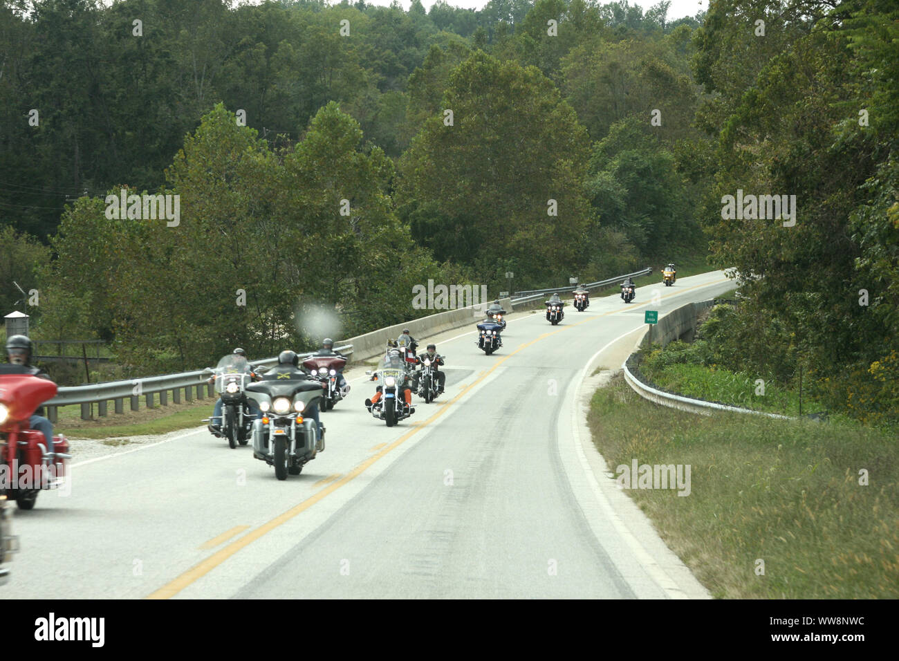 Large group of motorcycles on the road in Virginia, USA Stock Photo - Alamy
