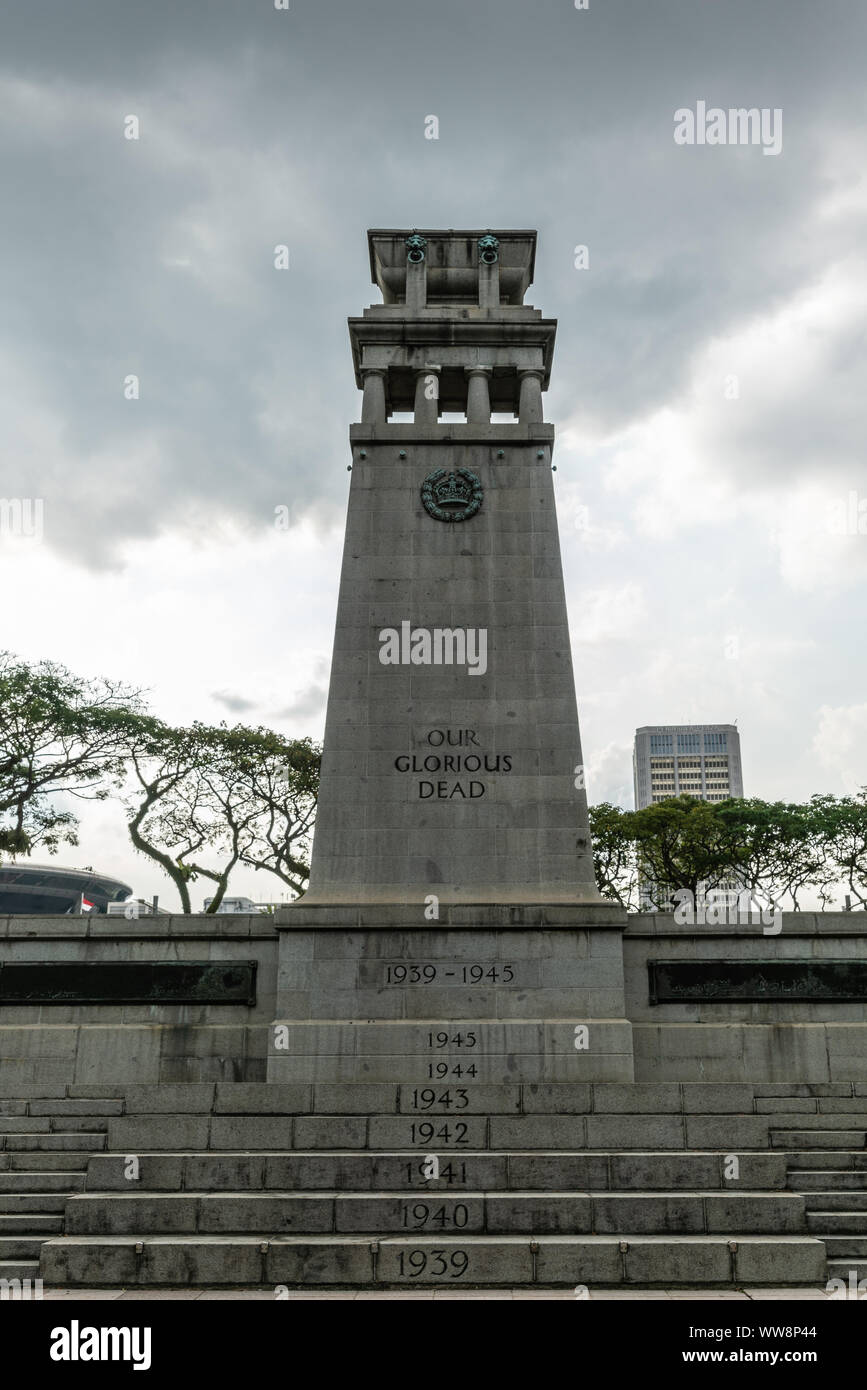 Singapore - March 20, 2019: Portrait. Gray stone Cenotaph war memorial ...