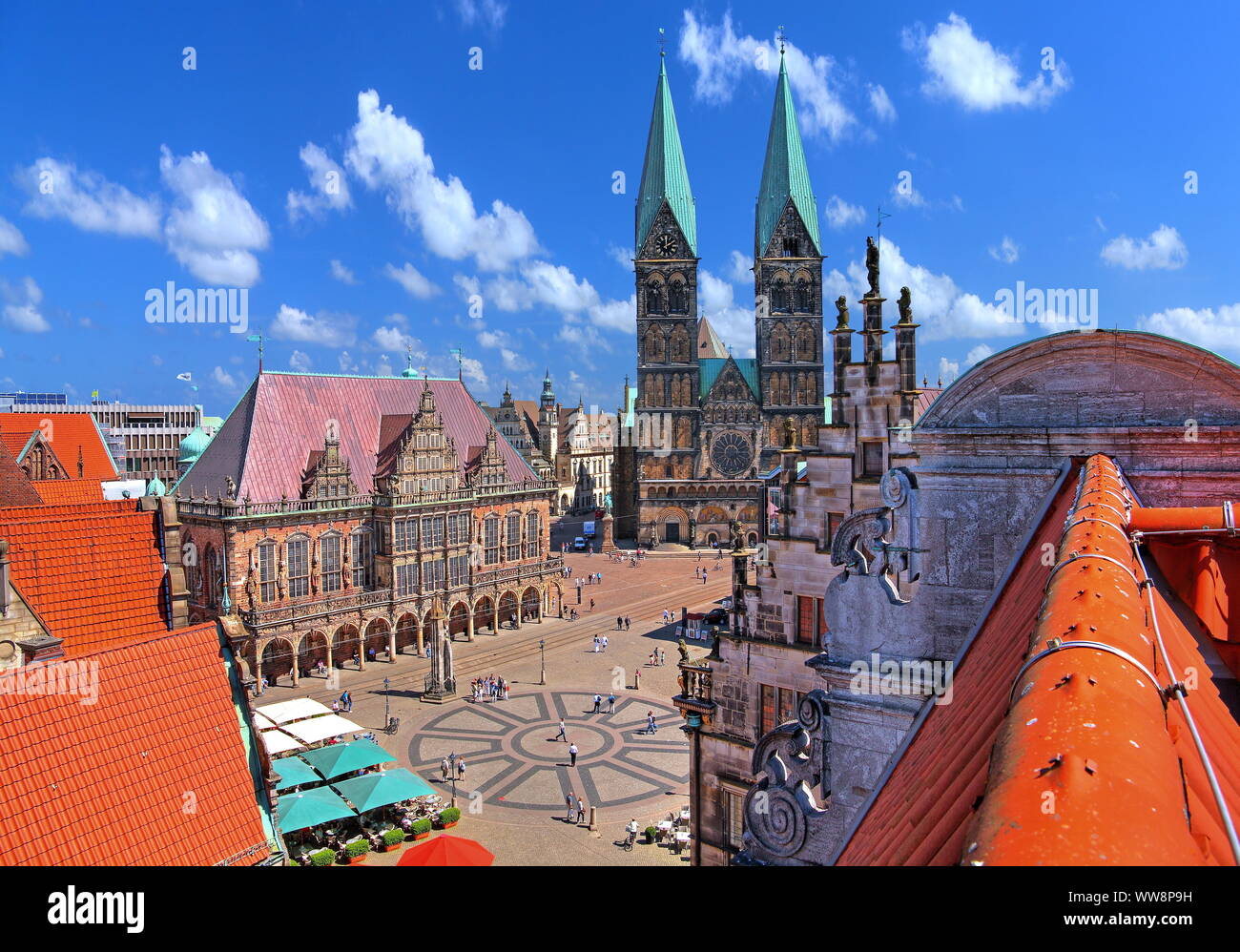 Marketplace with Town Hall and St. Petri Cathedral, Bremen, State of ...