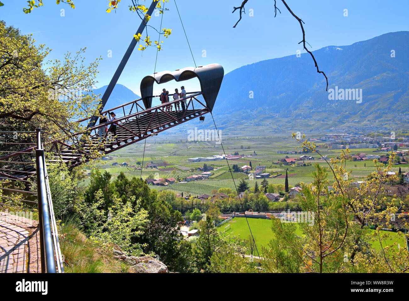 Viewing platform in the gardens of Trauttmansdorff Castle, Merano ...