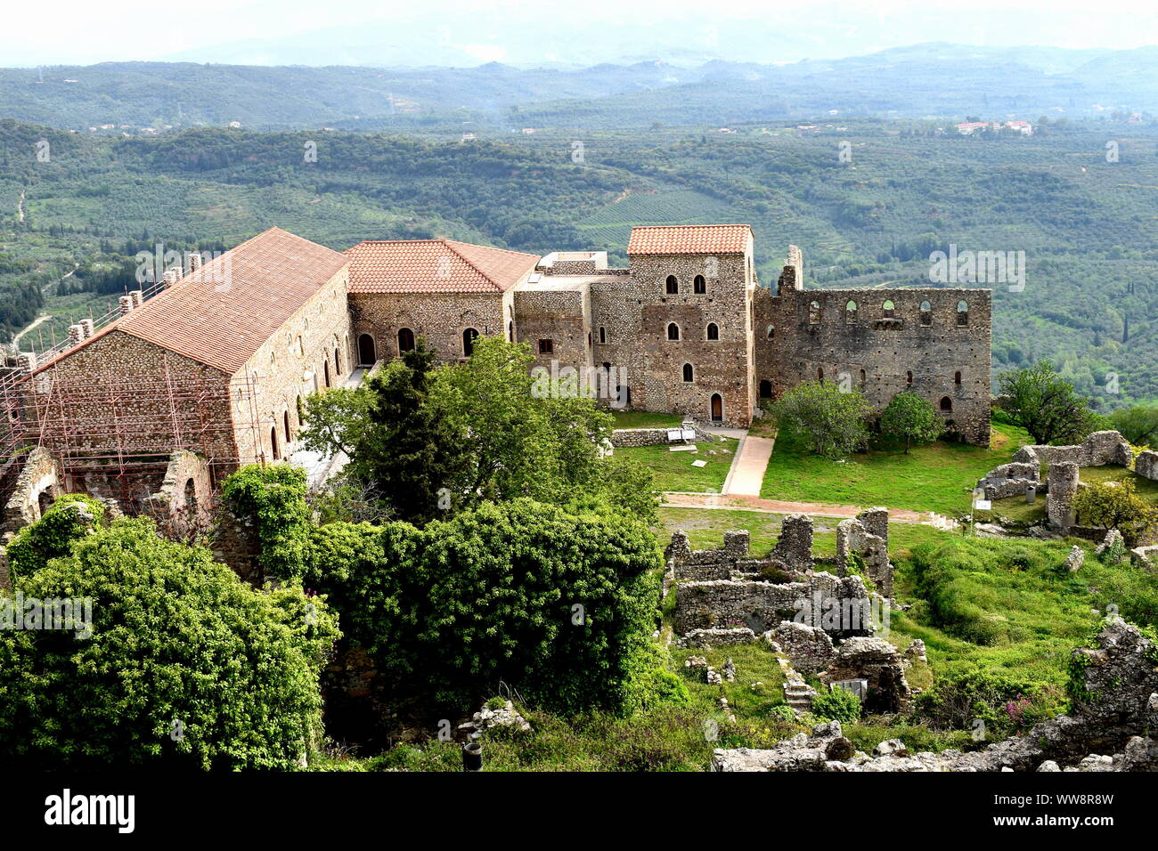 castle, mistras, medieval, town, palace, Sparti, Greece Stock Photo - Alamy