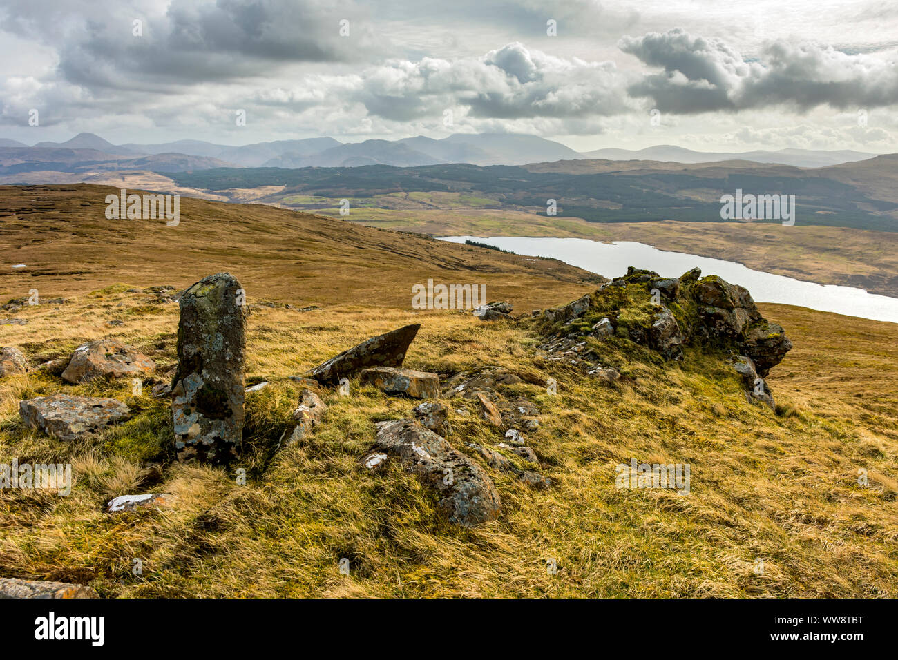 The Ben More hills over Loch Frisa, from near the summit of Speinne Mòr ...