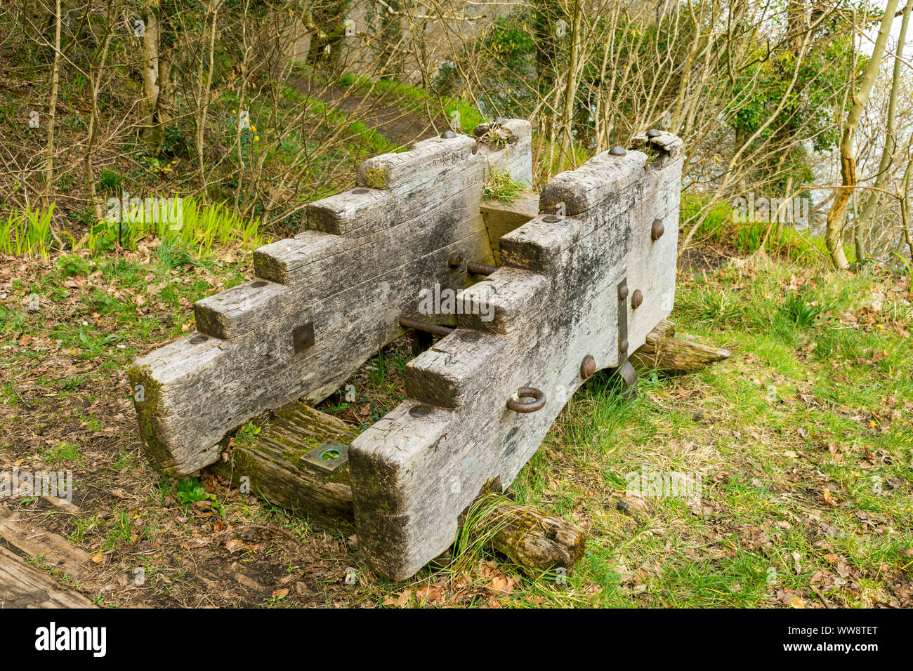 Old wooden cannon emplacement on the track to the Rubha nan Gall ...