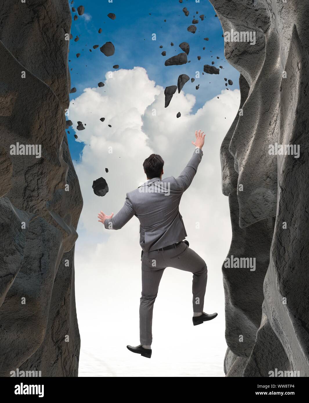 The businessman overcoming challenges in business concept Stock Photo ...