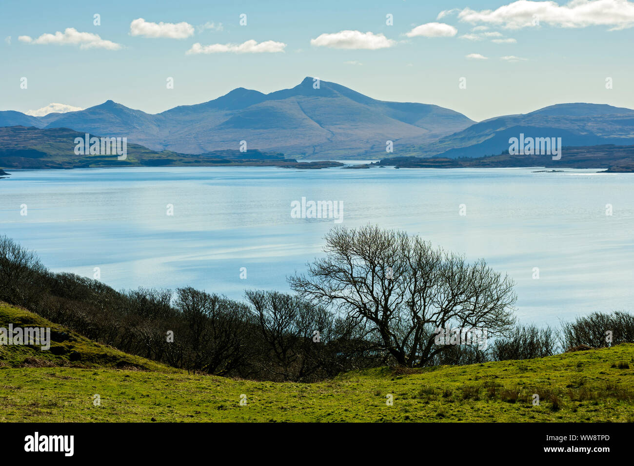 The Ben More hills over Loch Tuath, Isle of Mull, Scotland, UK Stock ...