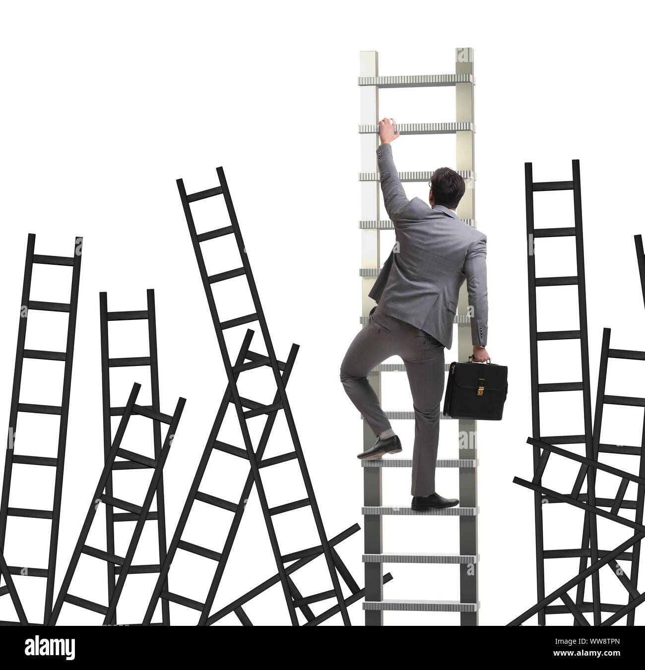 The career concept with businessman climbing ladder Stock Photo - Alamy