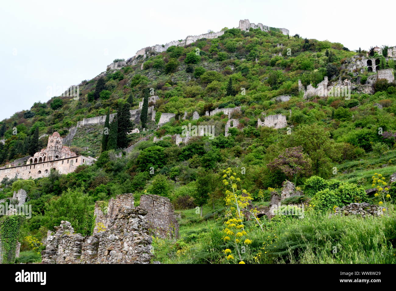 castle, mistras, medieval, town,Byzantine, church, interior, Agios ...