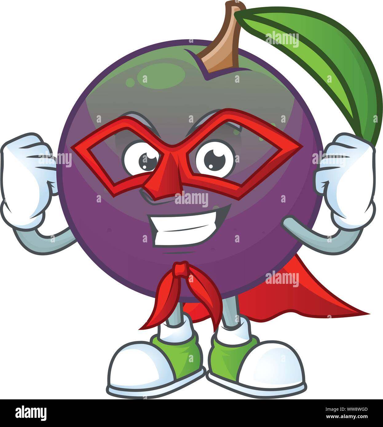 Super hero ripe star apple character on white background Stock Vector ...