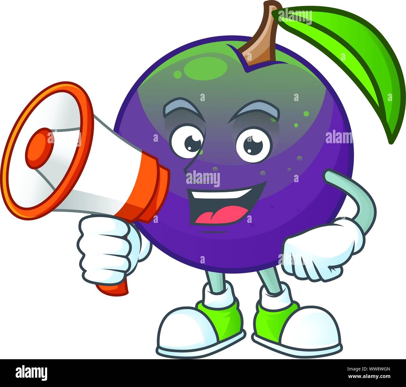 With megaphone star apple cartoon character with mascot Stock Vector ...