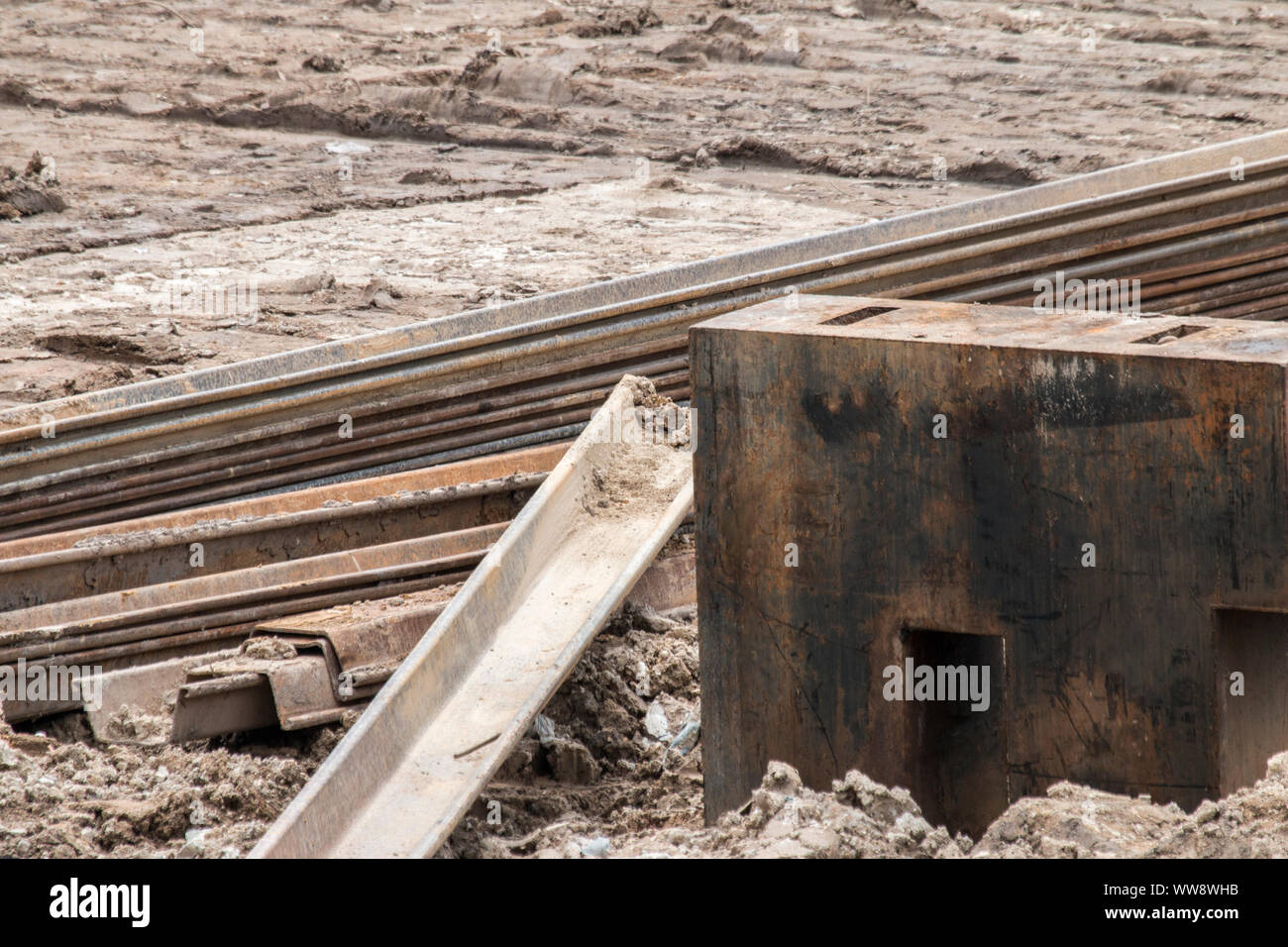 Open construction work site with heavy machinery equipment construction ...
