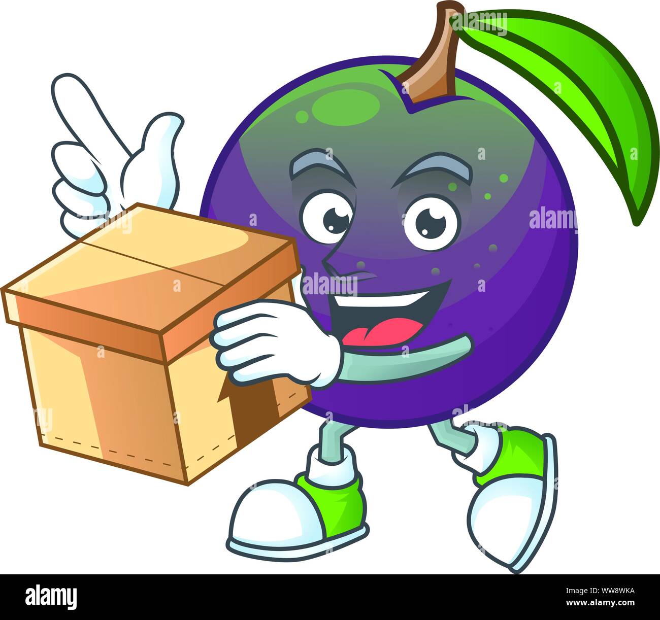 With box ripe star apple character on white background Stock Vector ...